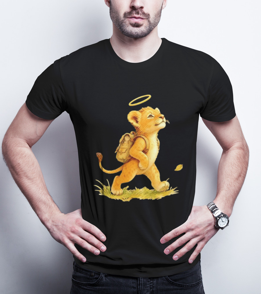 Baby Lion Cub With Halo And Backpack Heading To School T-Shirt