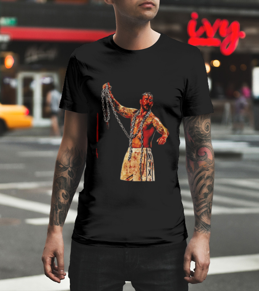 CM Punk Bloody Chain Wrestling WWE AEW Battle Attire T-Shirt
