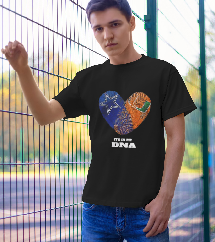 Dallas Cowboys Miami Hurricanes Heart Shape It's In My DNA T-Shirt