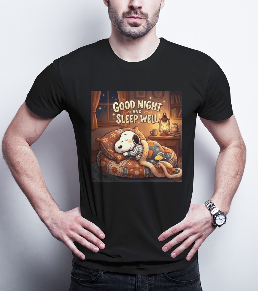 Snoopy And Woodstock Cozy Bedtime Good Night And Sleep Well T-Shirt