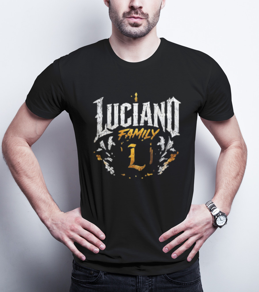 Luciano Family Gold Crown Shield L Monogram Regal T-Shirt
