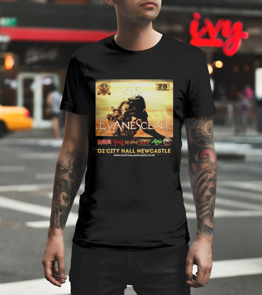 Evanescent Live At O2 City Hall Newcastle With AC/DC Ghost Def Leppard And Poison December 28th T-Shirt