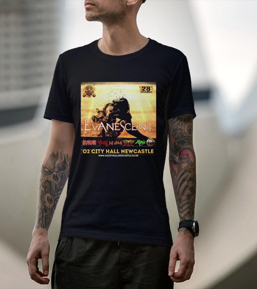 Evanescent Live At O2 City Hall Newcastle With AC/DC Ghost Def Leppard And Poison December 28th T-Shirt
