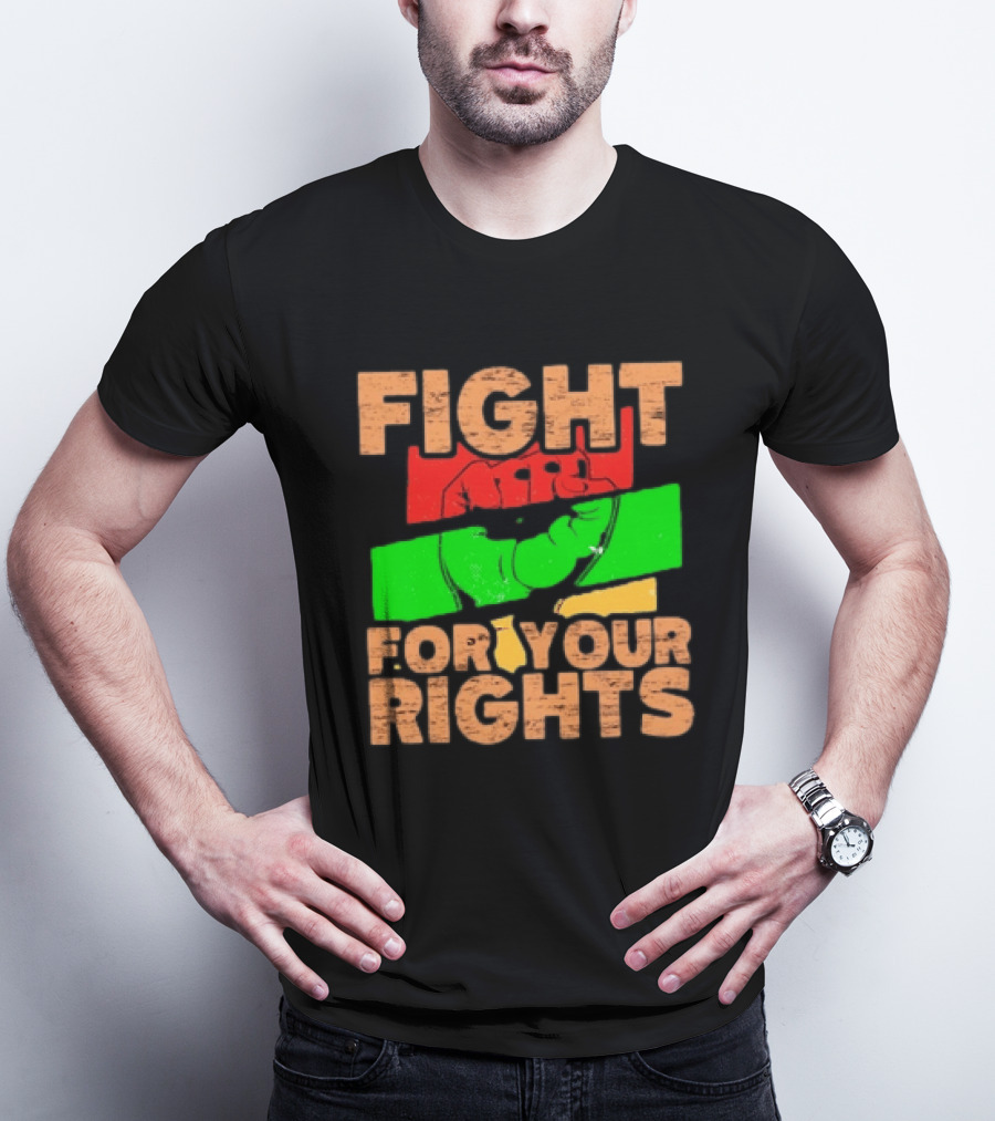 Fist Emblem Fight For Your Rights Multicolor T-Shirt