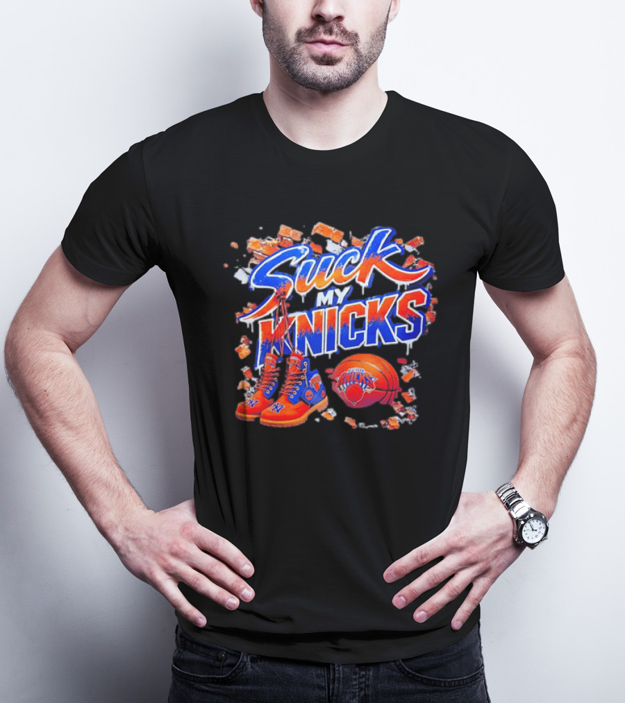 New York Knicks Suck My Knicks Basketball Boots Ice Splash T-Shirt