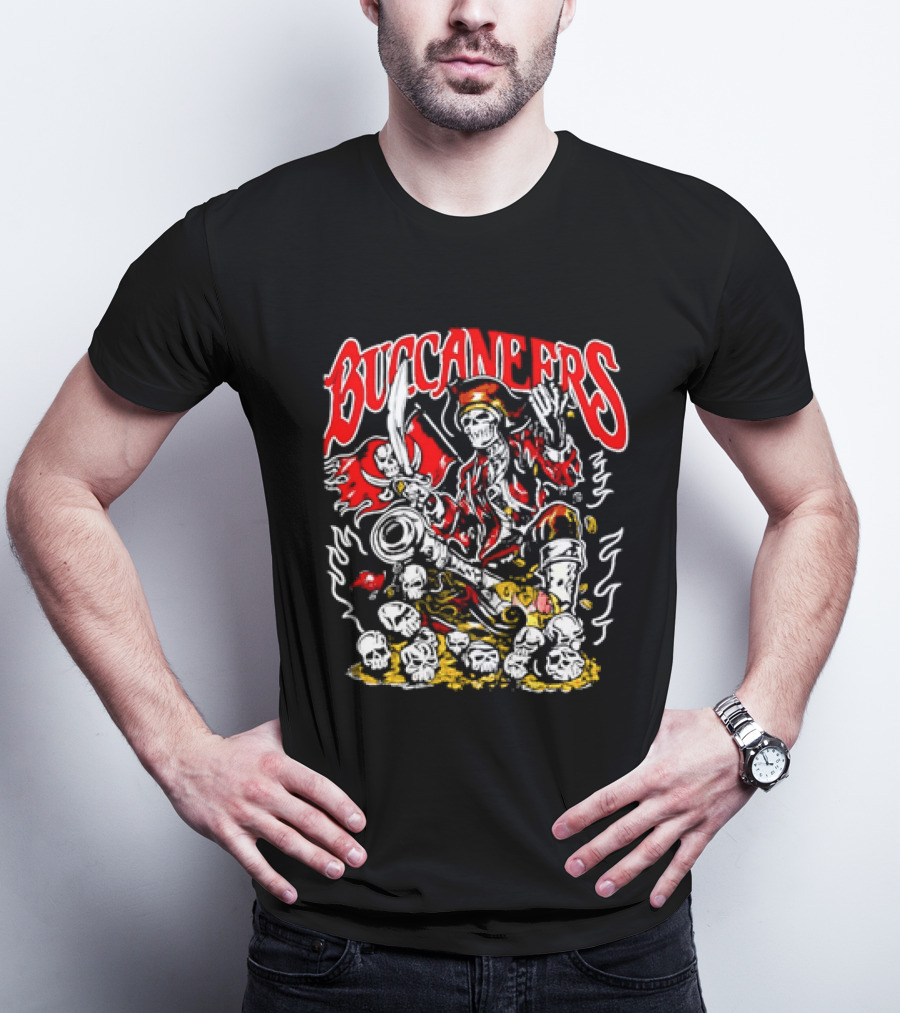 Tampa Bay Buccaneers Pirate Skeleton With Treasure Chest T-Shirt