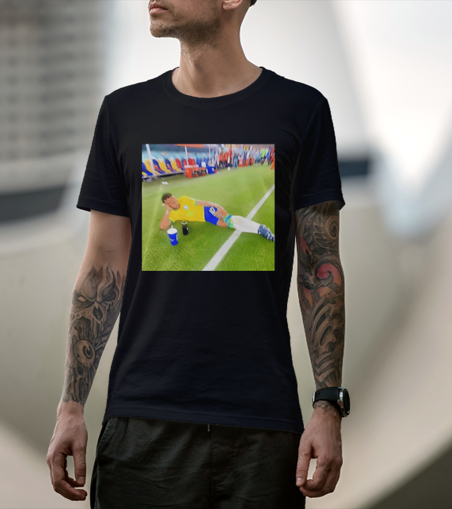 Neymar Jr Brazil Number 10 Relaxing Pitch Meme Iconic Soccer Moment T-Shirt
