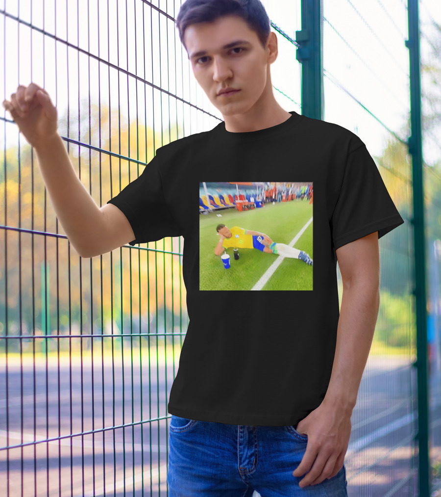 Neymar Jr Brazil Number 10 Relaxing Pitch Meme Iconic Soccer Moment T-Shirt