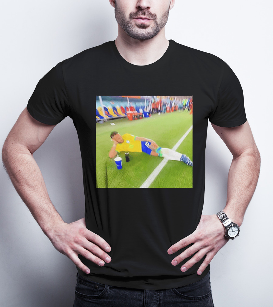 Neymar Jr Brazil Number 10 Relaxing Pitch Meme Iconic Soccer Moment T-Shirt