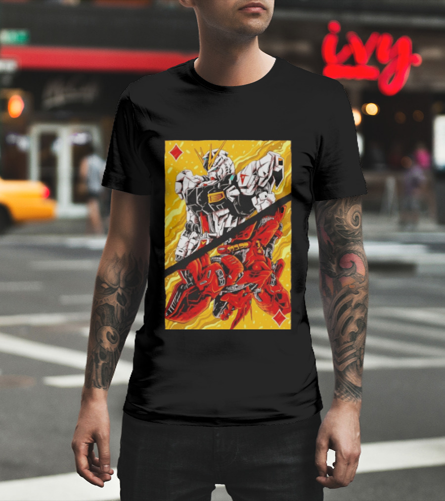 Nu Gundam Sazabi Mobile Suit Gundam Char's Counterattack Playing Card T-Shirt