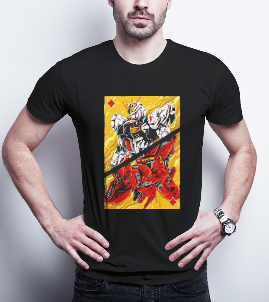 Nu Gundam Sazabi Mobile Suit Gundam Char's Counterattack Playing Card T-Shirt