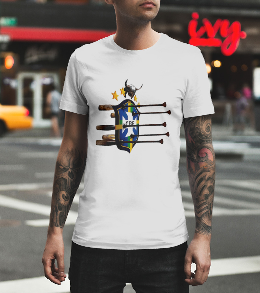 Brazil National Football Team CBF Viking Helmet Spears Stars T-Shirt