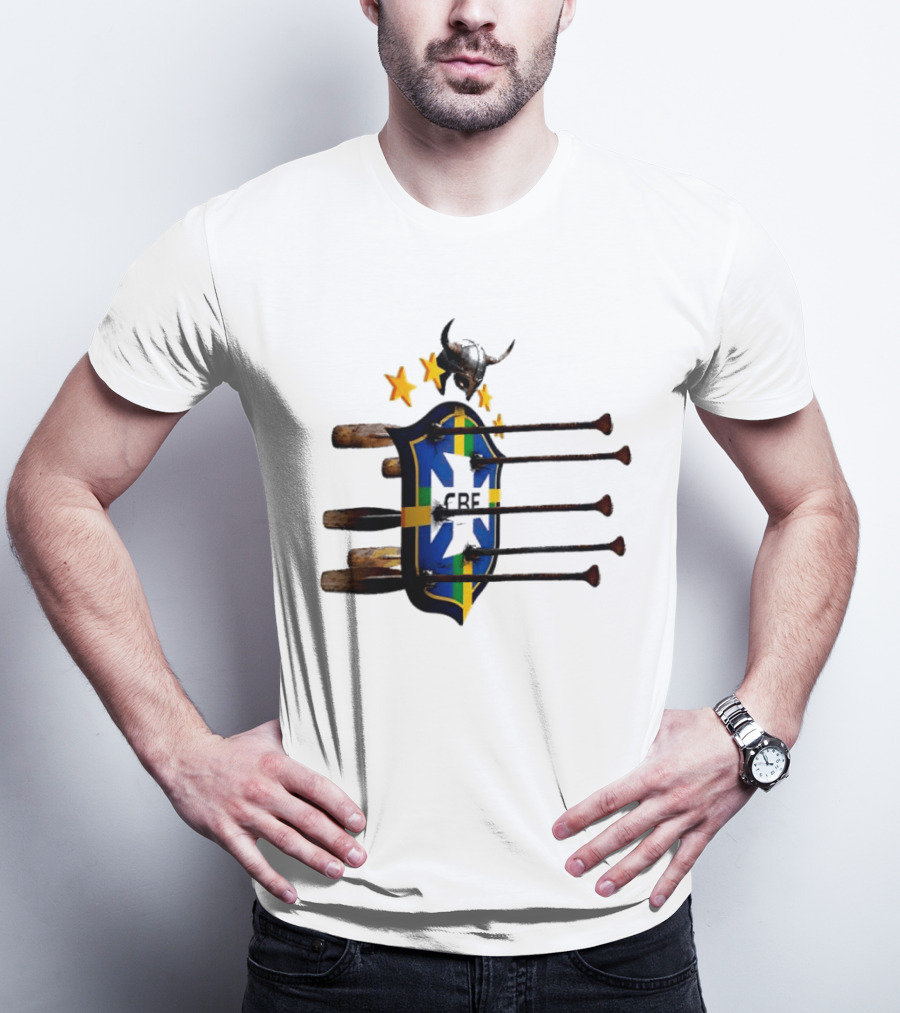 Brazil National Football Team CBF Viking Helmet Spears Stars T-Shirt