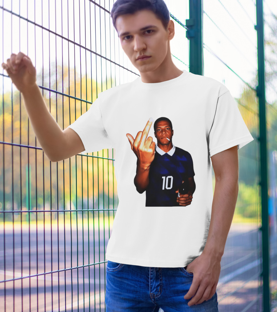 Kylian Mbappe Number 10 Edgy Gesture With Cigarette And Drink T-Shirt