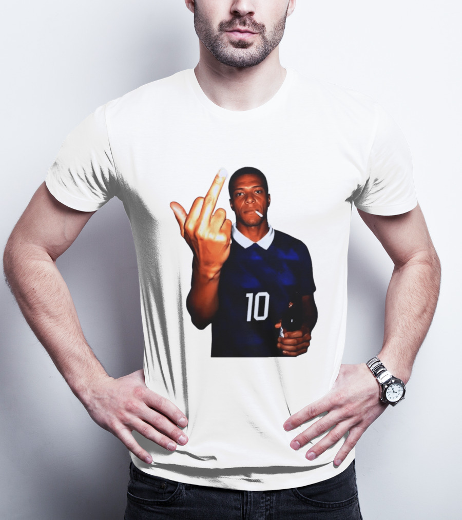 Kylian Mbappe Number 10 Edgy Gesture With Cigarette And Drink T-Shirt
