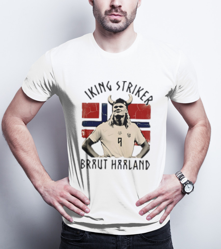 Braut Haaland Viking Striker Norway Flag T-Shirt