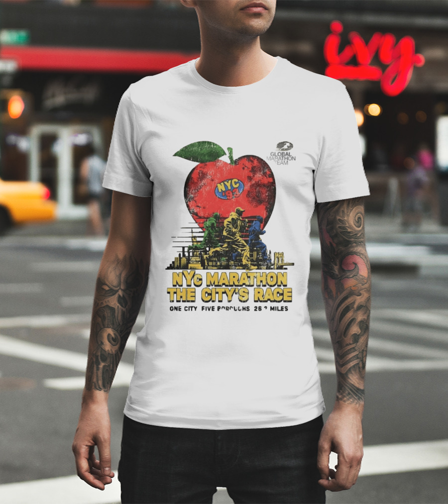 NYC Marathon 93 Global Team The Citys Race One City Five Boroughs 26 Miles T-Shirt
