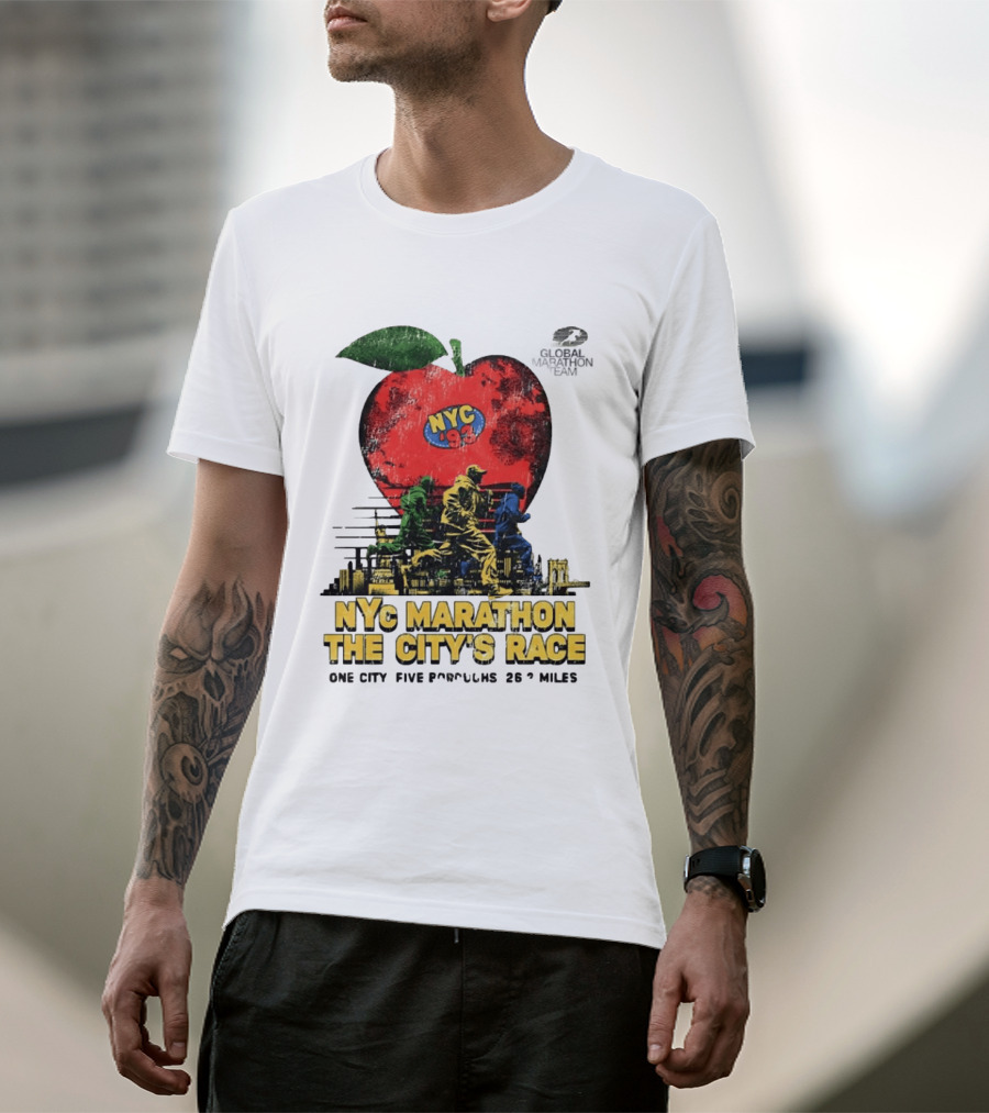NYC Marathon 93 Global Team The Citys Race One City Five Boroughs 26 Miles T-Shirt