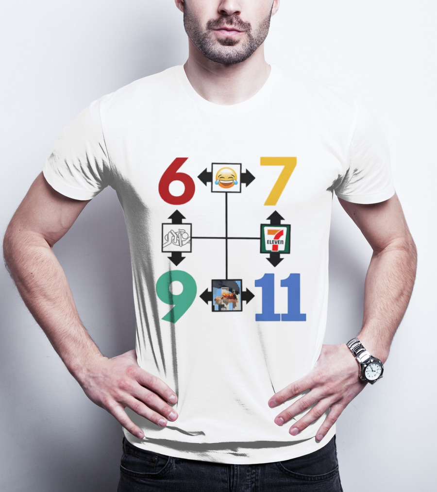Six Seven 6 7 9 11 Emoji Wojak Meme Diagram Edgy Dark Humor T-Shirt