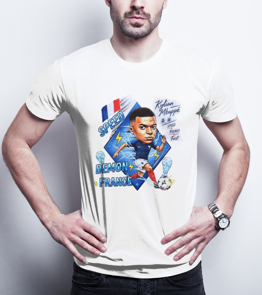 Kylian Mbappe Speed Demon France Future Rocket Fast Lightning Soccer Hero T-Shirt