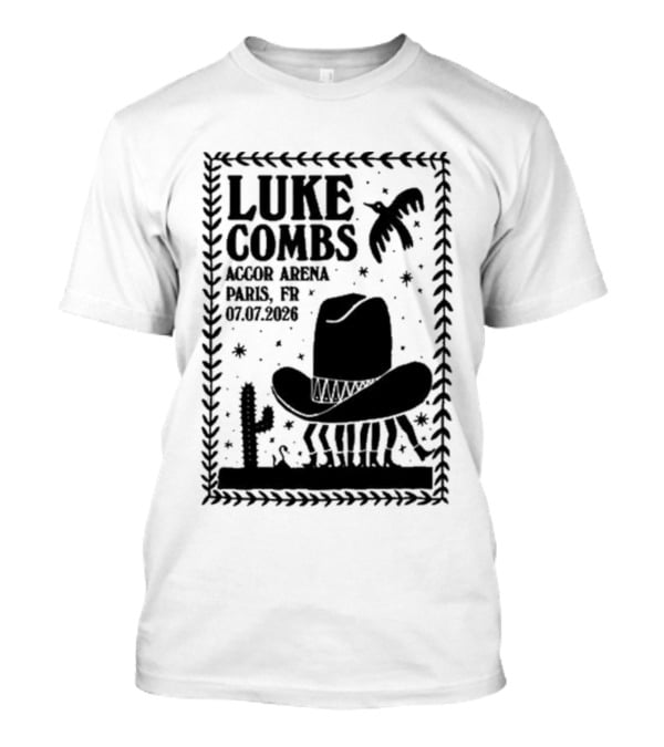 Luke Combs Paris Accor Arena July 07 2026 Western Theme Cowboy Hat Desert Cactus T-Shirt