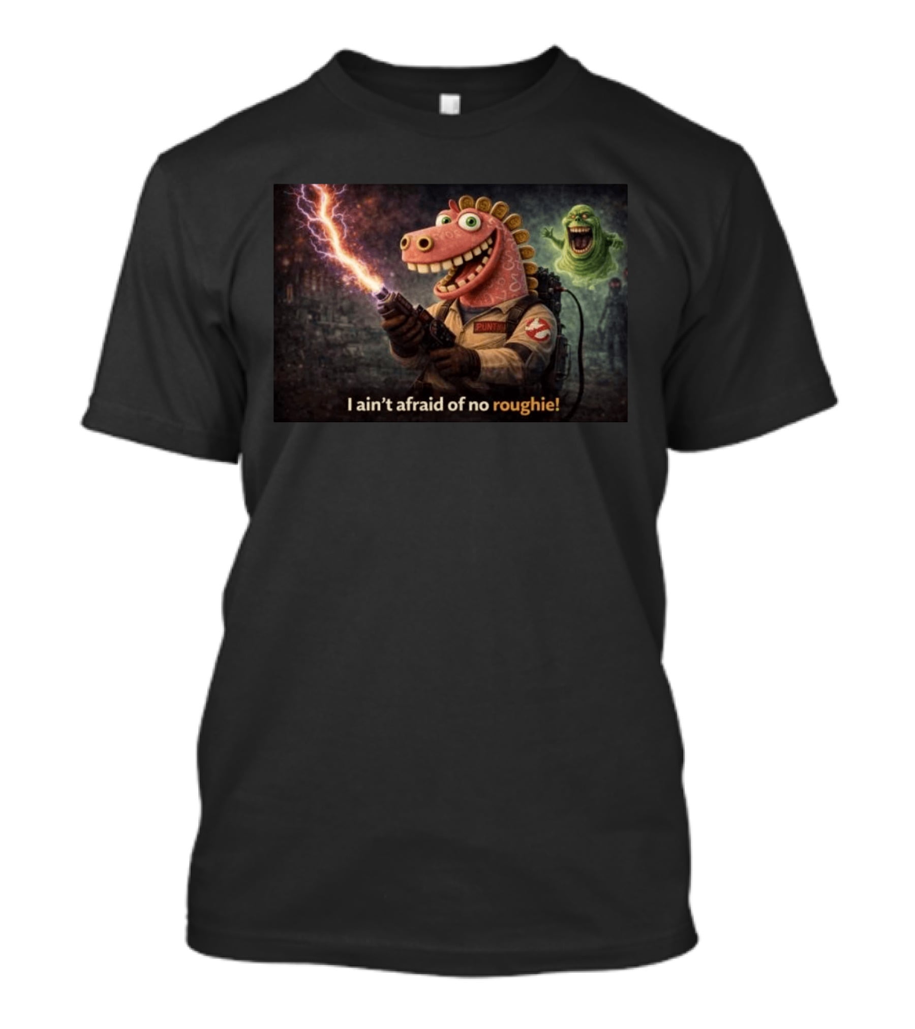 Brainrot Zombie I Ain't Afraid Of No Roughie Ghostbuster Parody With Cartoon Characters T-Shirt