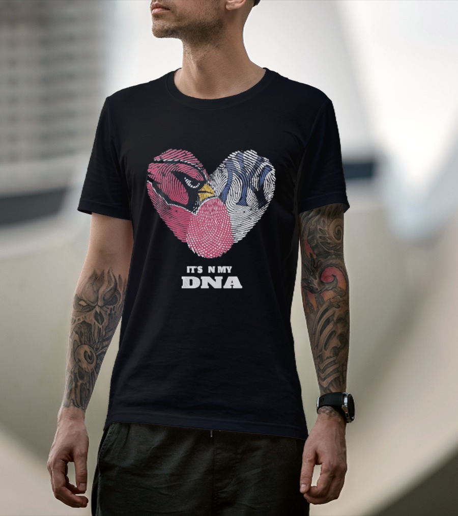 Cardinals Yankees It's In My DNA Fingerprint Heart Fan T-Shirt