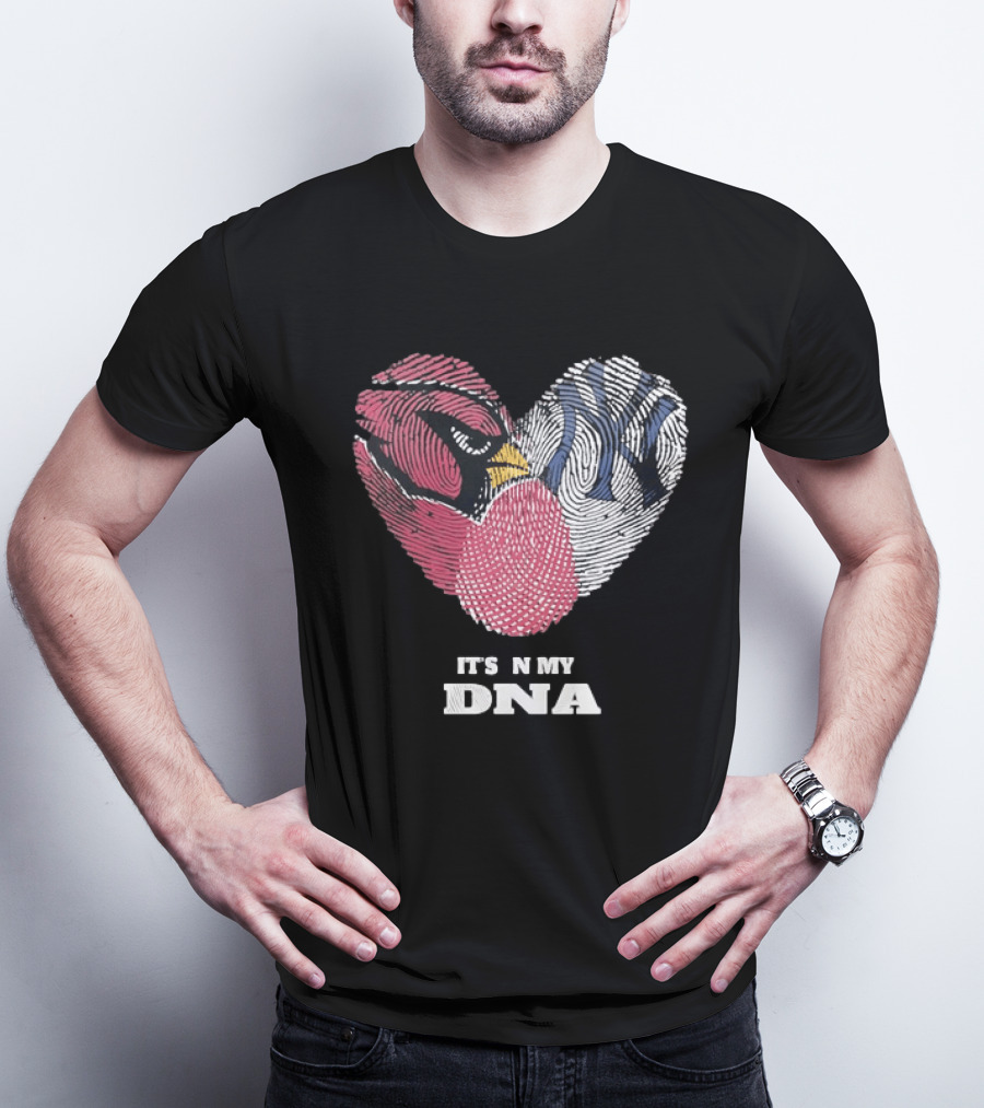 Cardinals Yankees It's In My DNA Fingerprint Heart Fan T-Shirt