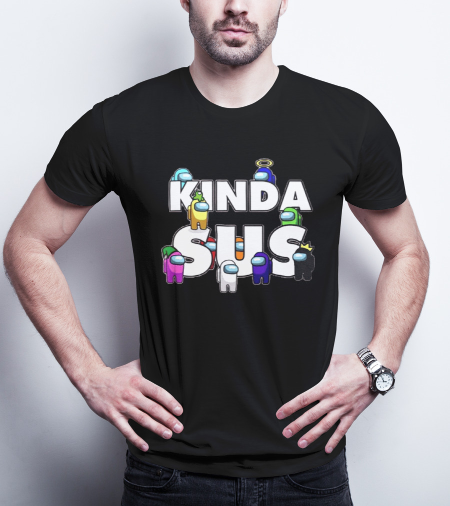 Kinda Sus Among Us Crewmates Halo Crown Funny Game Reference T-Shirt