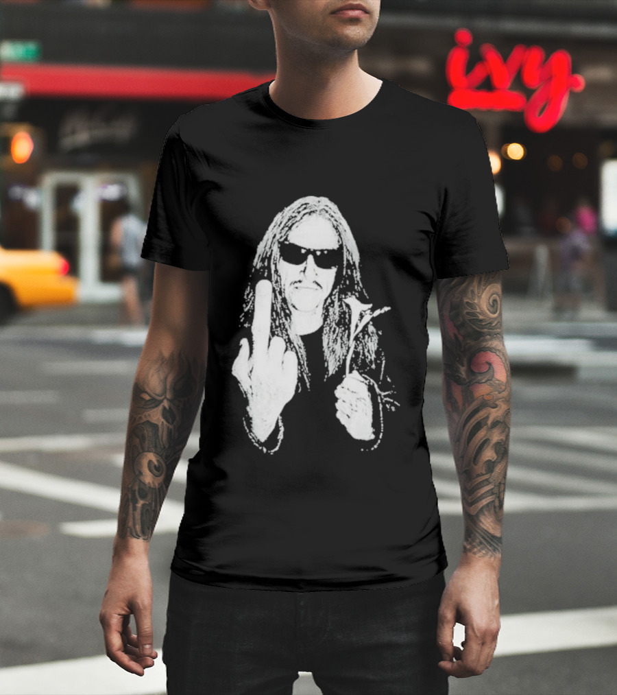 Lemmy Kilmister Middle Finger Flower Motorhead T-Shirt