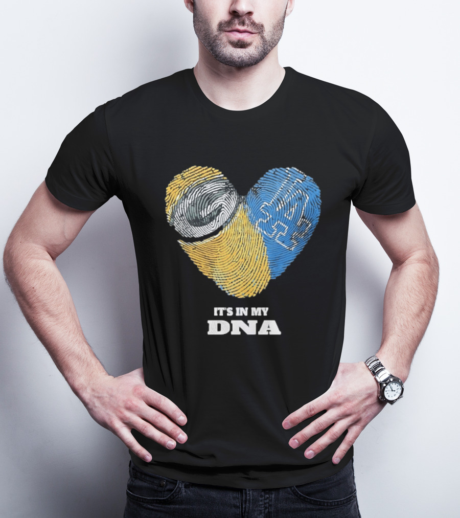 Green Bay Packers Los Angeles Dodgers It's In My DNA Fingerprint Heart T-Shirt