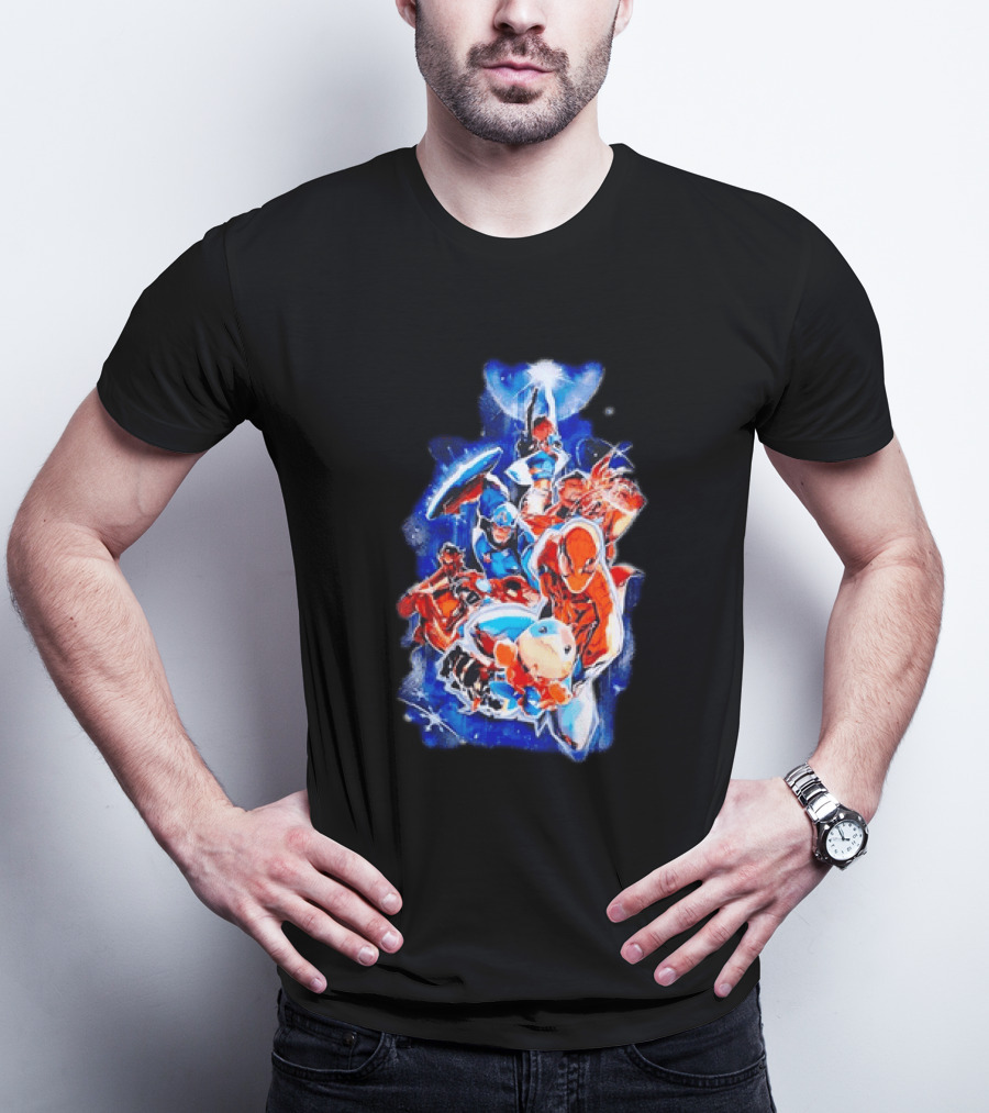 Marvel Captain America Spider Man Doctor Strange Avengers Team Mashup T-Shirt