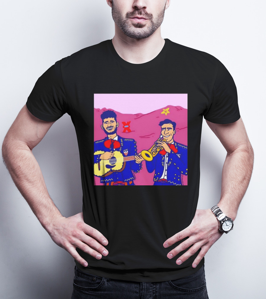 USA Mariachi Musicians Mexican Culture Guitar Trumpet Stars Mountains T-Shirt