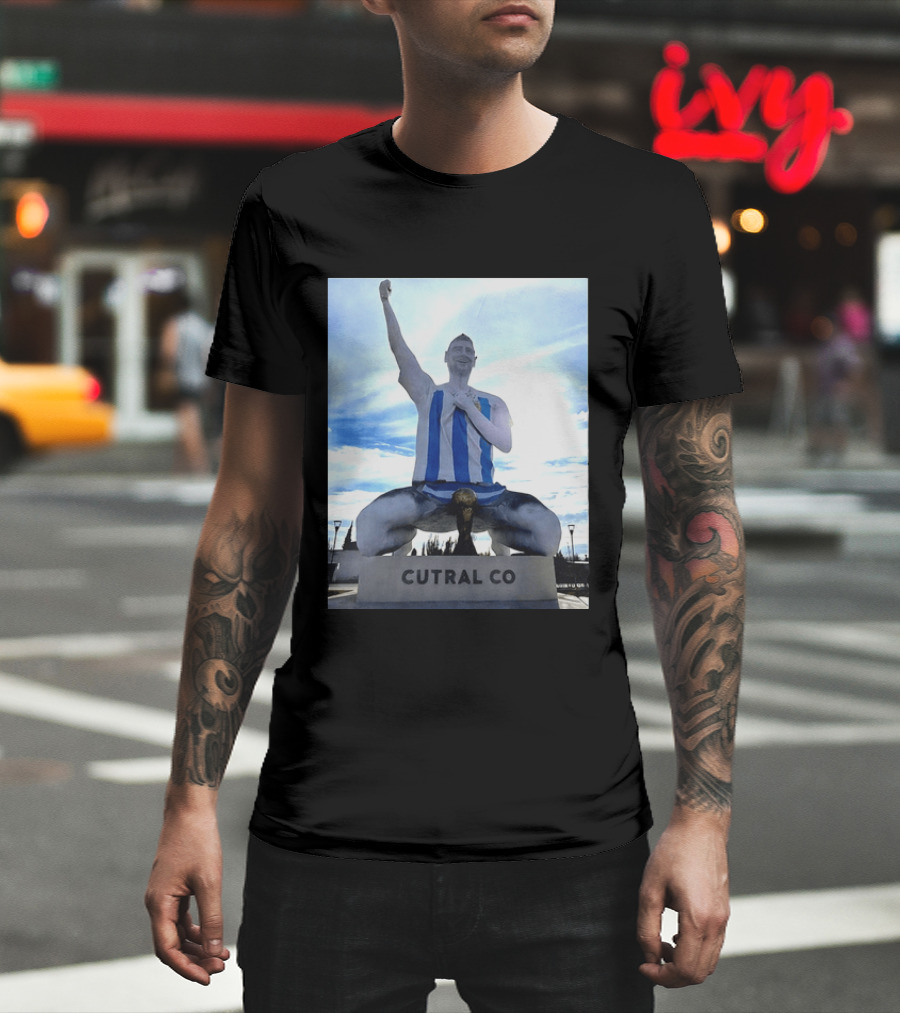 Messi Argentina Sculpture Cutral Co Legendary Statue Victory Celebration T-Shirt