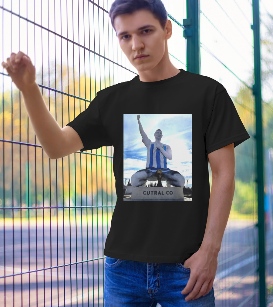 Messi Argentina Sculpture Cutral Co Legendary Statue Victory Celebration T-Shirt