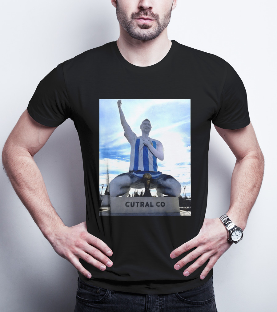 Messi Argentina Sculpture Cutral Co Legendary Statue Victory Celebration T-Shirt