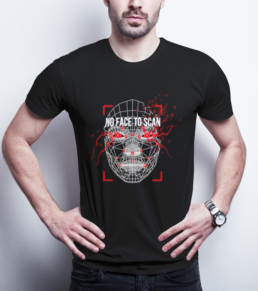 No Face To Scan Anti Surveillance 2026 Grid With Red Marks And Dots T-Shirt