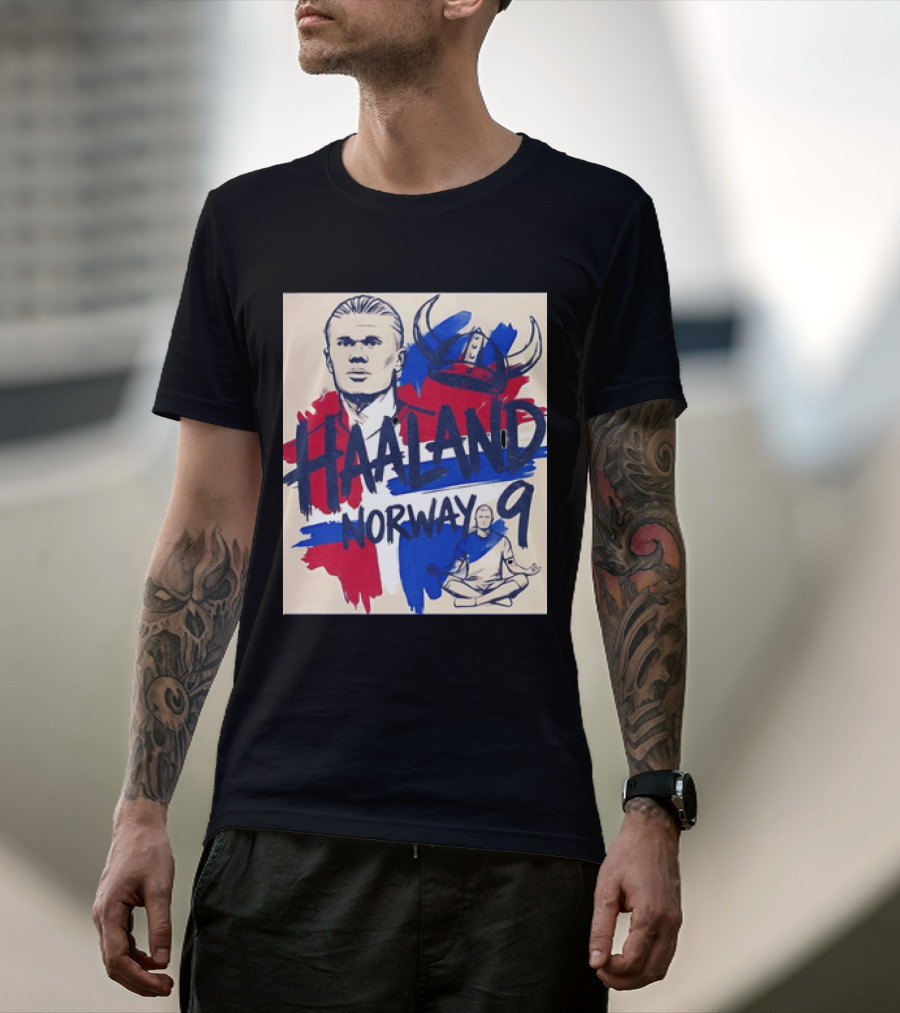 Norway Haaland Number 9 Viking Helmet Football T-Shirt
