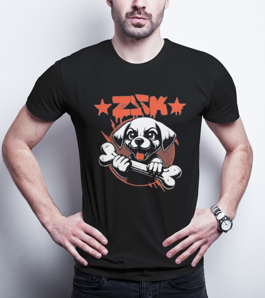 ZSK Welpe Dog Holding Bone With Stars T-Shirt