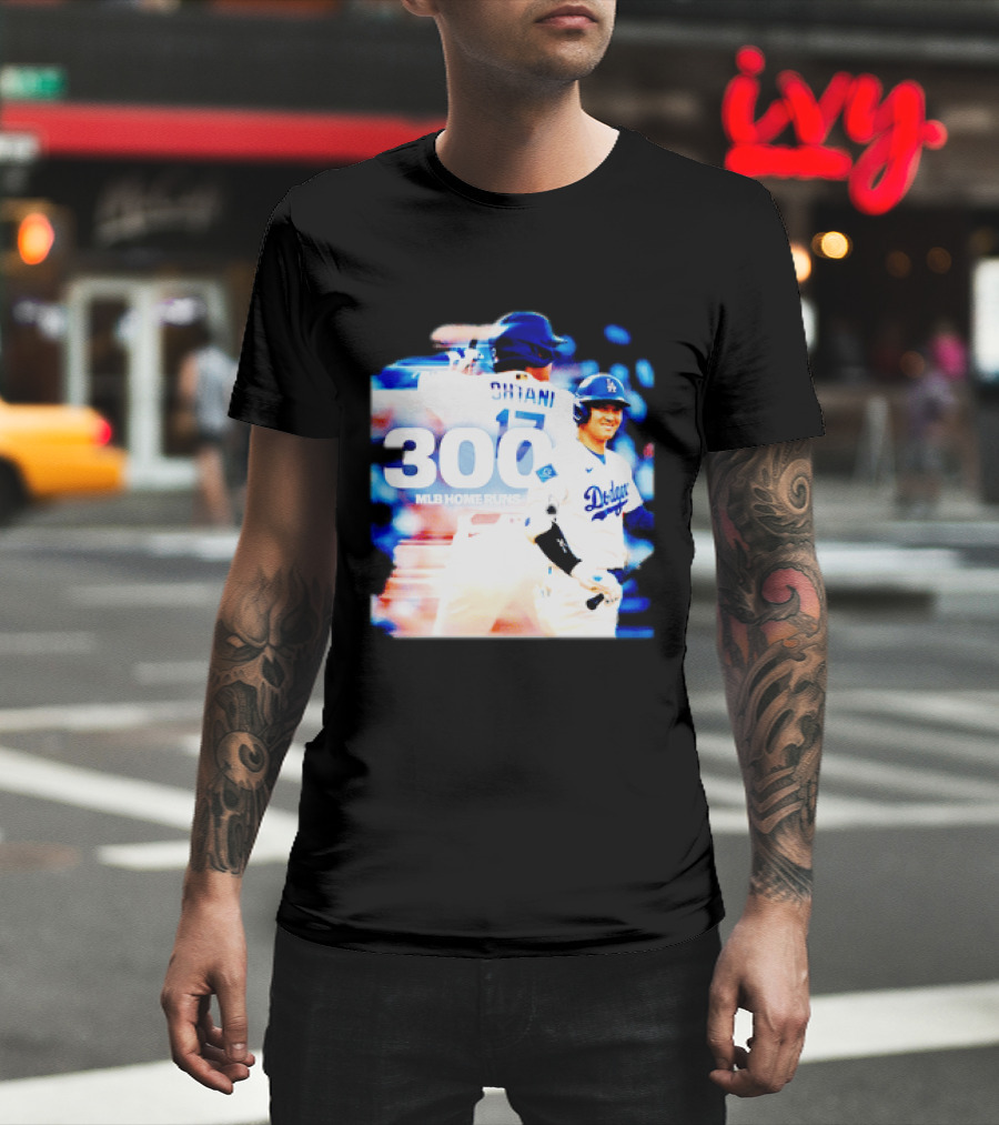 Shohei Ohtani 300 MLB Home Runs Los Angeles Dodgers Milestone Celebration T-Shirt