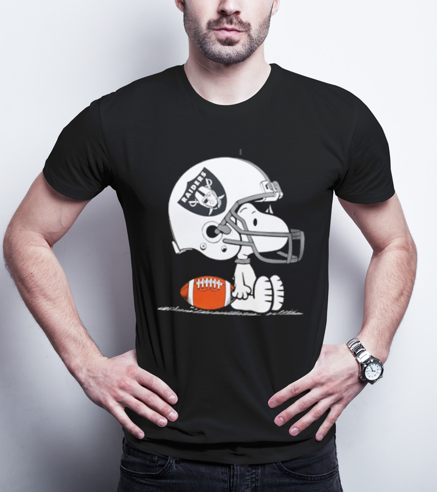 Snoopy Las Vegas Raiders Football Helmet Collaboration Peanuts NFL T-Shirt