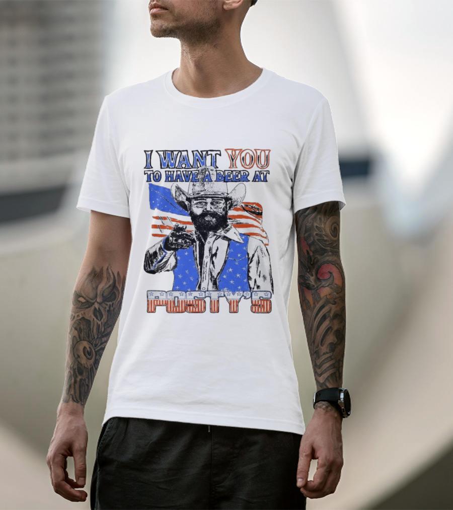 I Want You To Have A Beer At Posty's Patriotic Cowboy T-Shirt