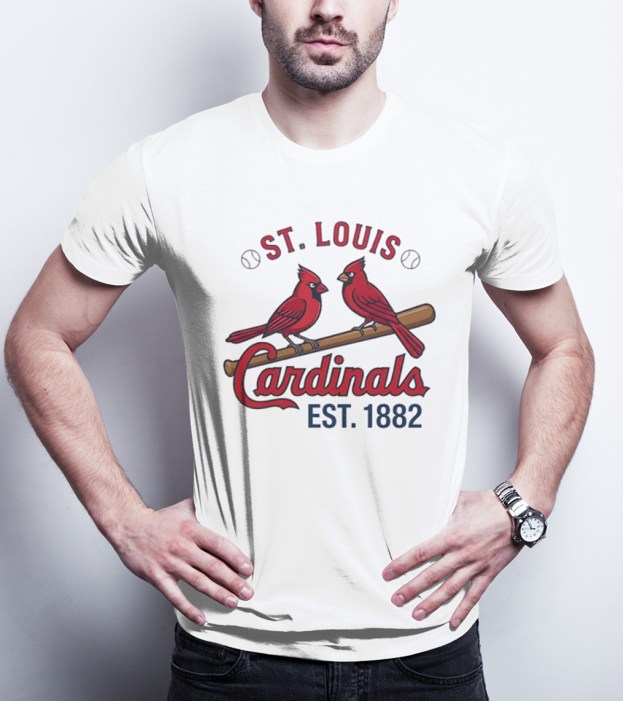 St Louis Cardinals Est 1882 Two Birds On Bat MLB Team T-Shirt