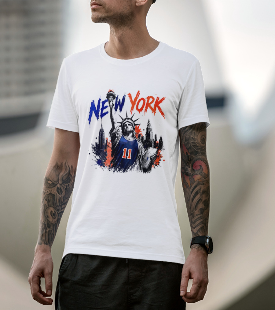 New York Statue Of Liberty Knicks Jersey City Skyline 11 T-Shirt
