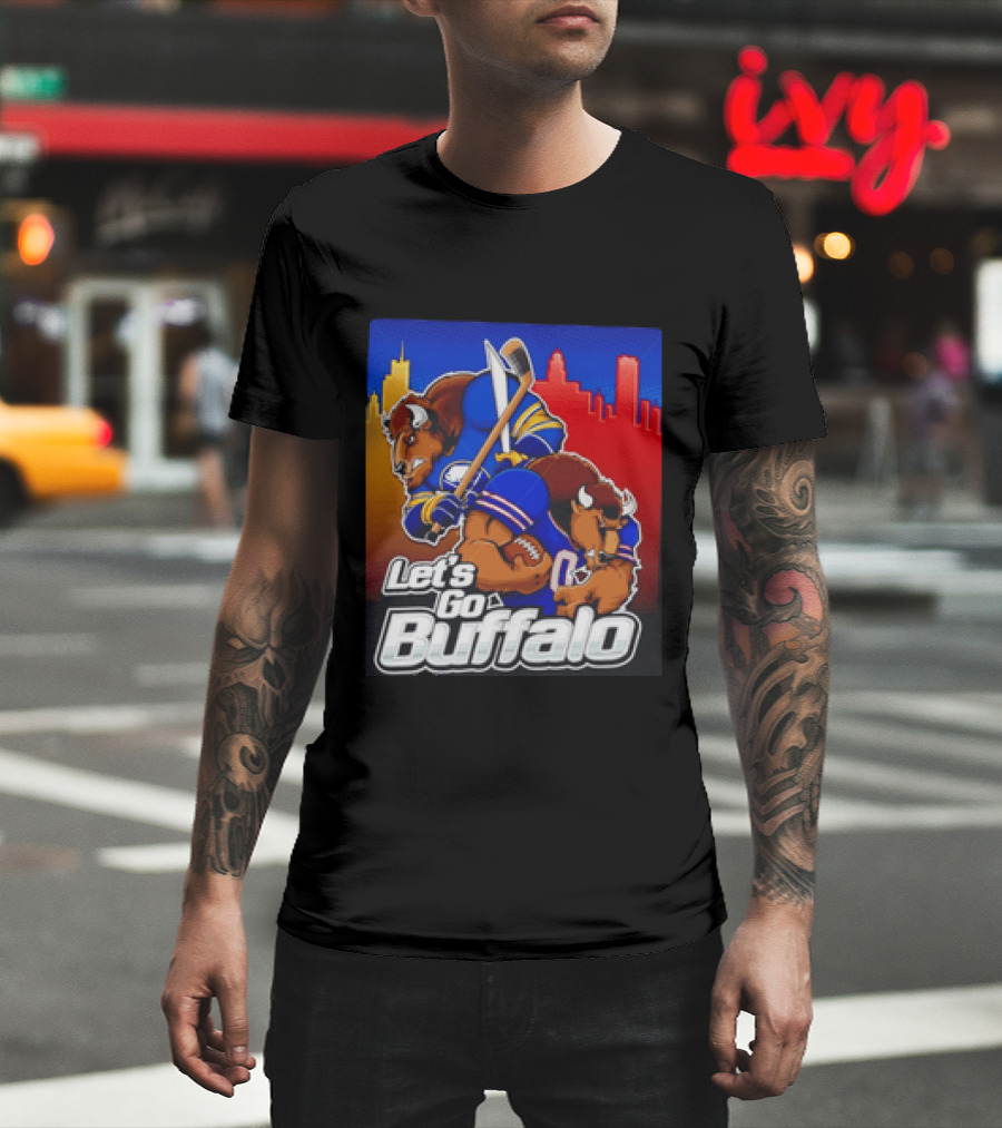 Let's Go Buffalo City Sports Teams Hockey Football Collage T-Shirt