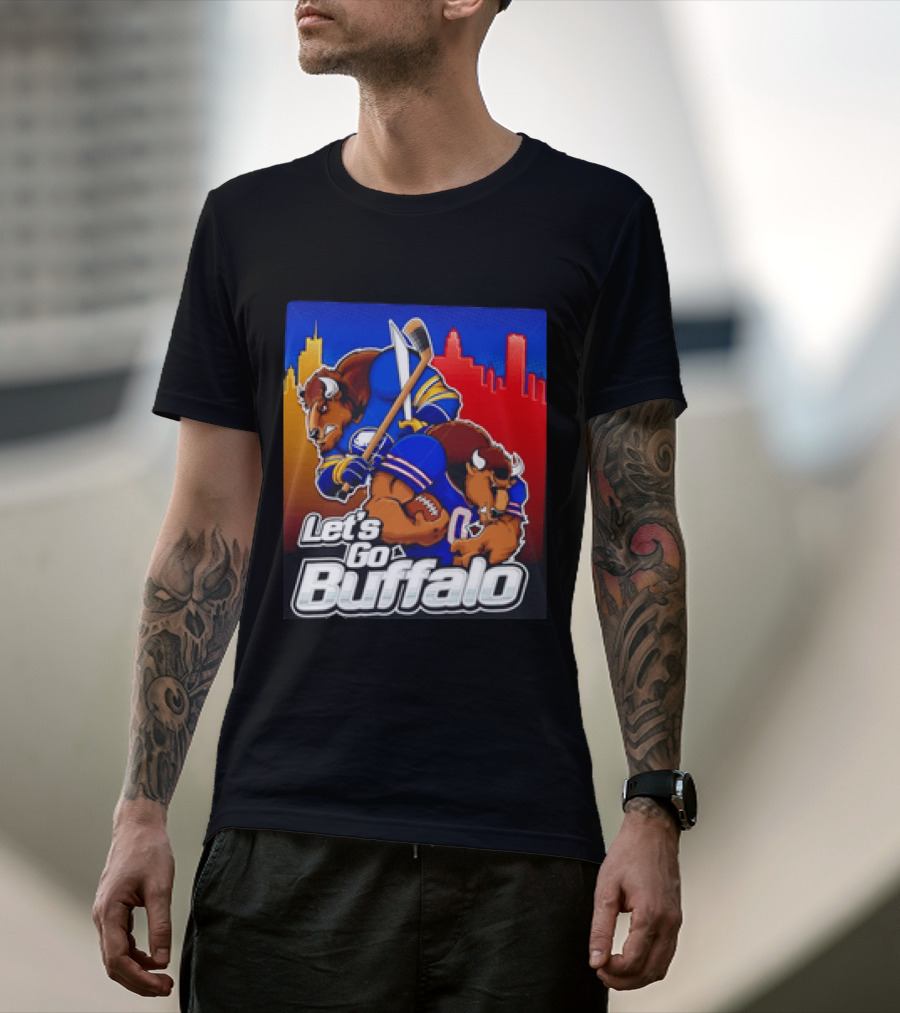 Let's Go Buffalo City Sports Teams Hockey Football Collage T-Shirt