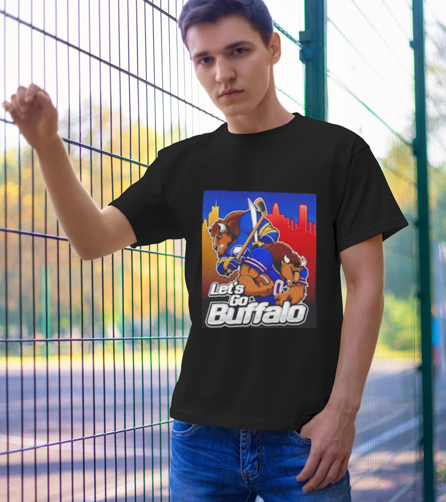 Let's Go Buffalo City Sports Teams Hockey Football Collage T-Shirt