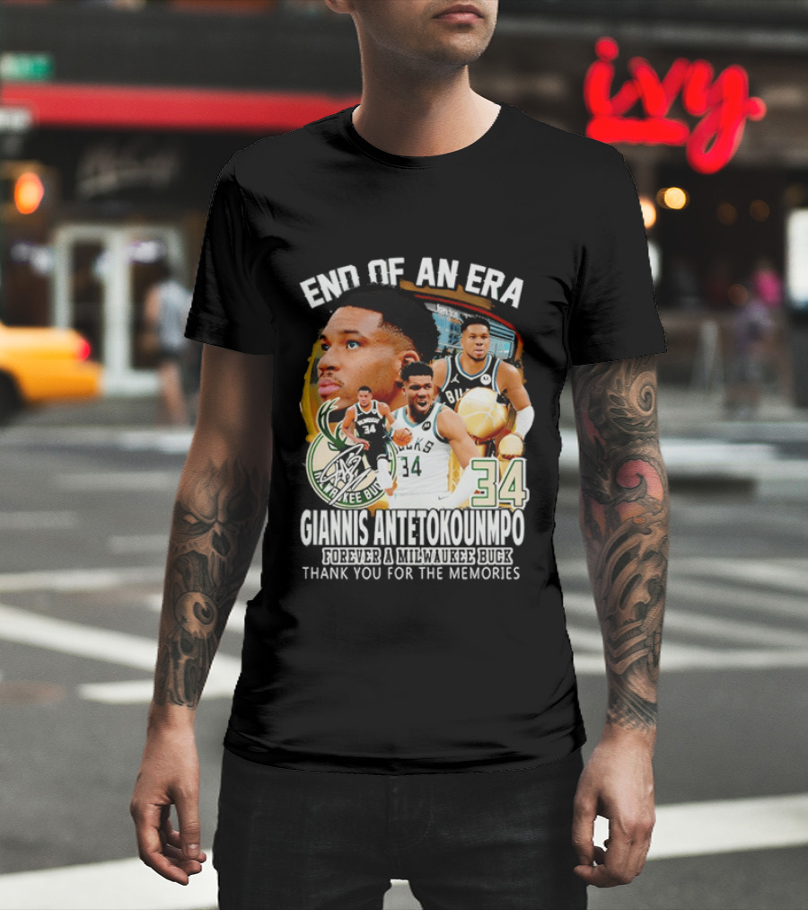 End Of An Era Giannis Antetokounmpo Milwaukee Bucks Thank You For The Memories T-Shirt