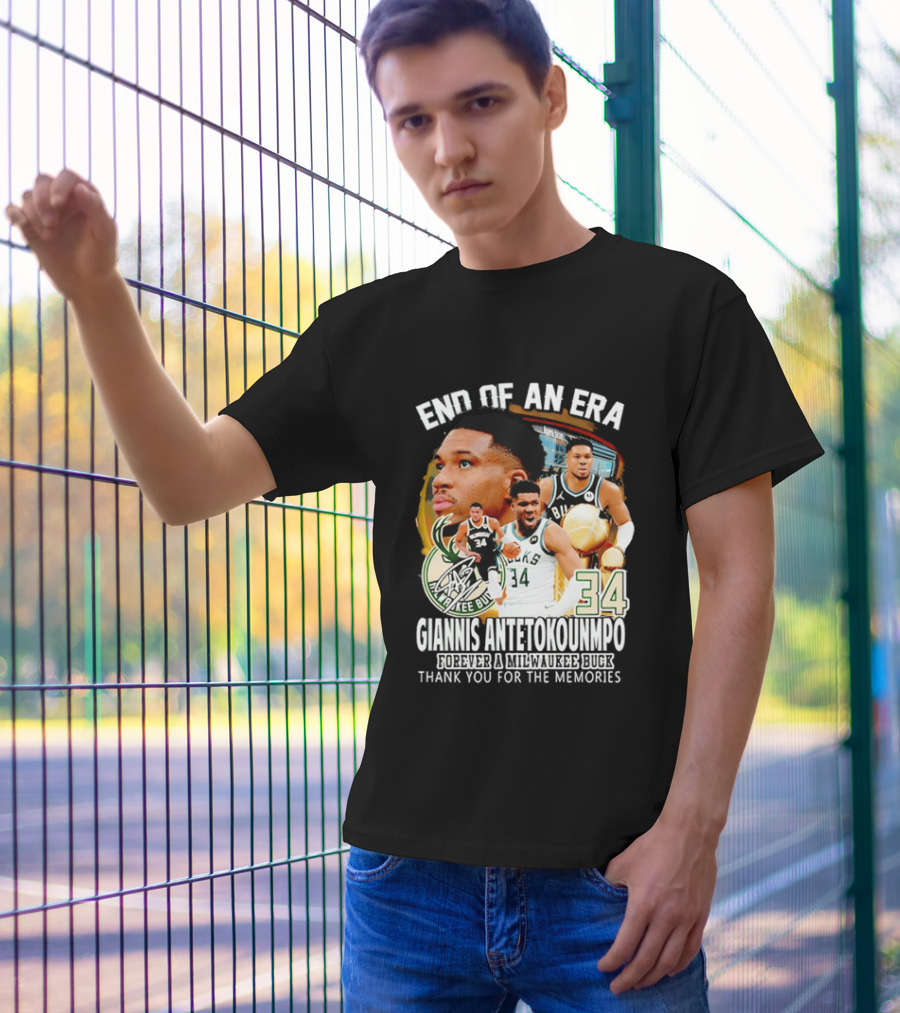 End Of An Era Giannis Antetokounmpo Milwaukee Bucks Thank You For The Memories T-Shirt