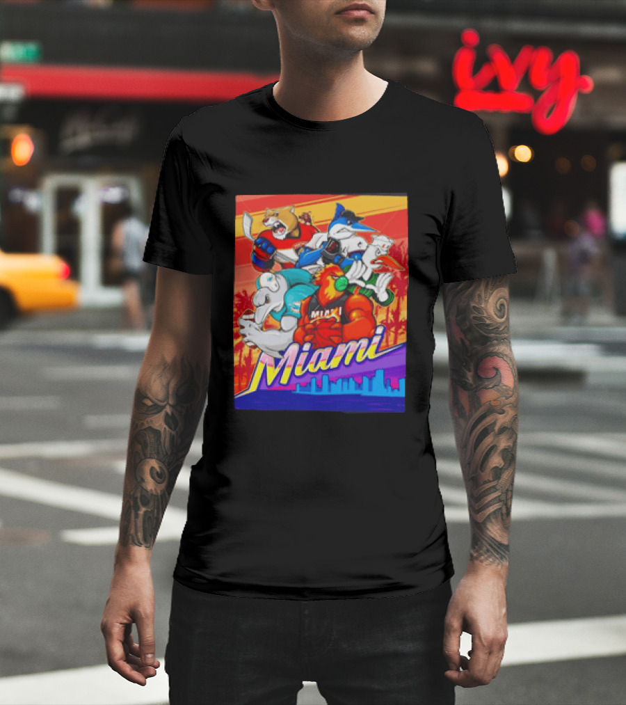 Miami Sports City Team Mascots Collage T-Shirt